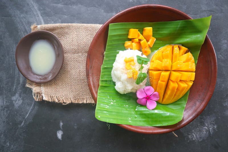 Mango Sticky Rice is Thai Dessert Made of Sticky Rice, Mango and ...