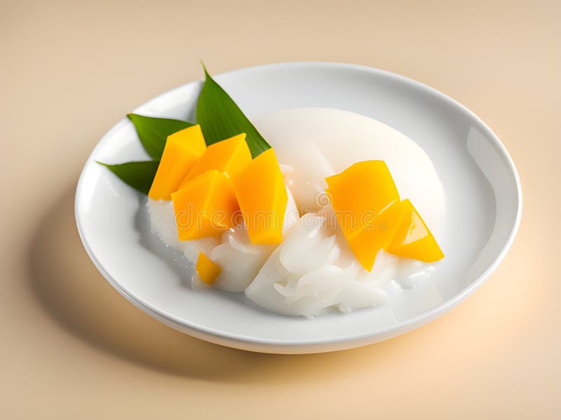 Mango with Sticky Rice - Traditional Thai Dessert Stock Illustration ...