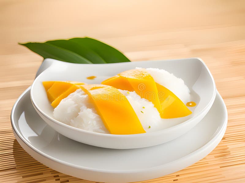 Mango with Sticky Rice - Traditional Thai Dessert Stock Illustration ...