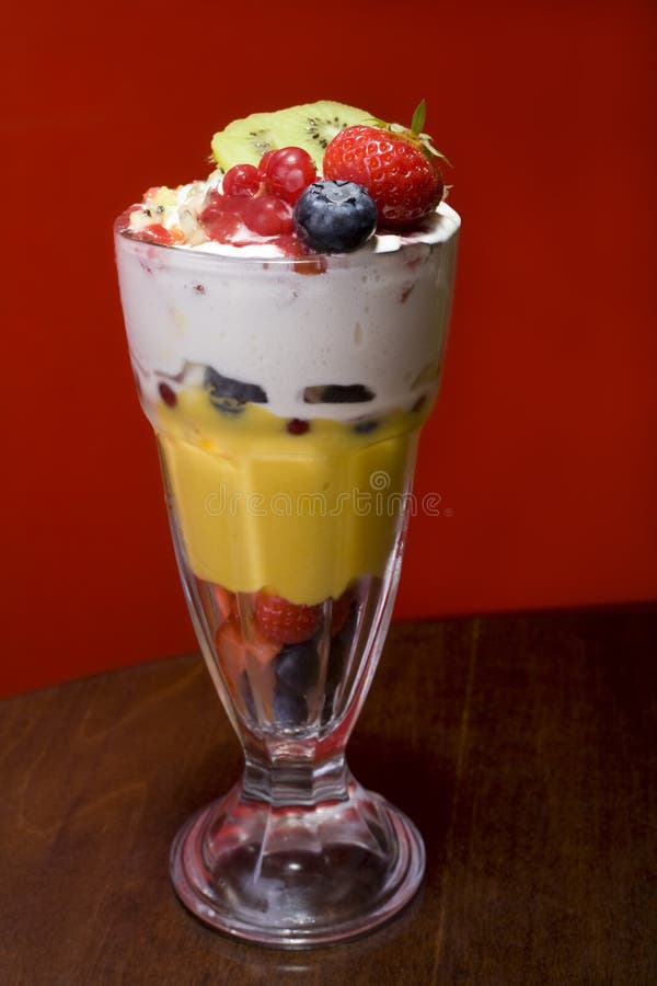Mango Sundae stock image. Image of redcurrant, glass - 10918629