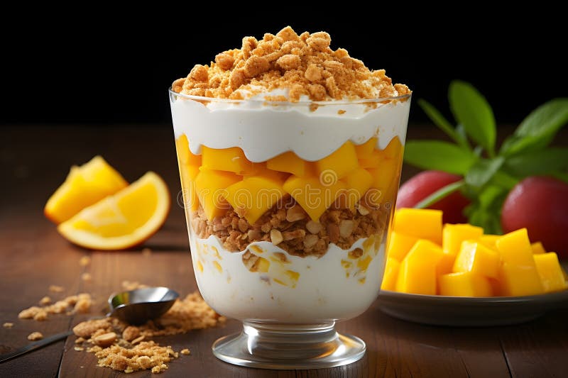 Mango Tango Frozen Yogurt Parfait Stock Illustration - Illustration of ...