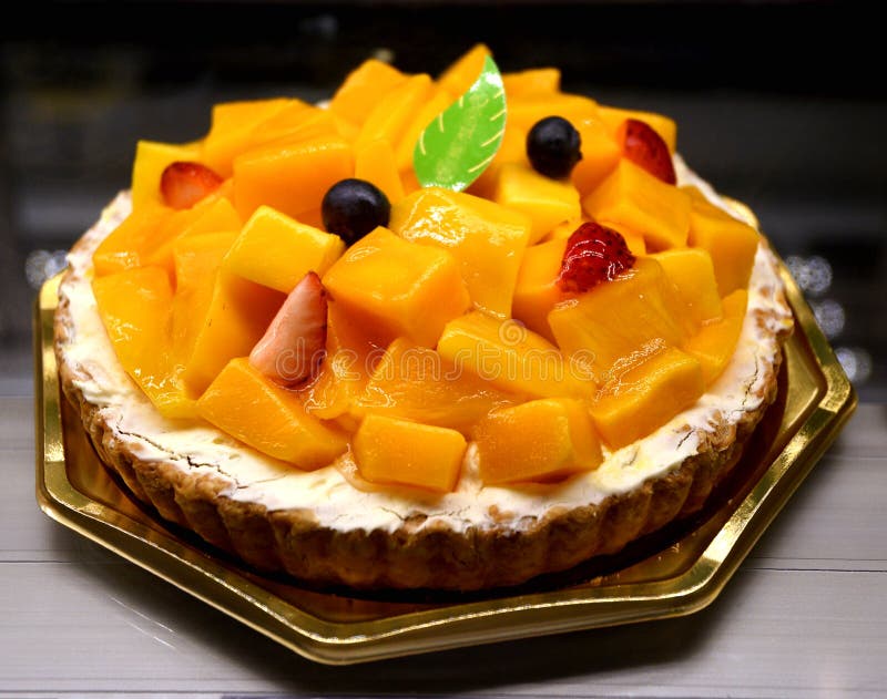 Mango Tart Cake stock image. Image of fruits, chocolate - 179363479