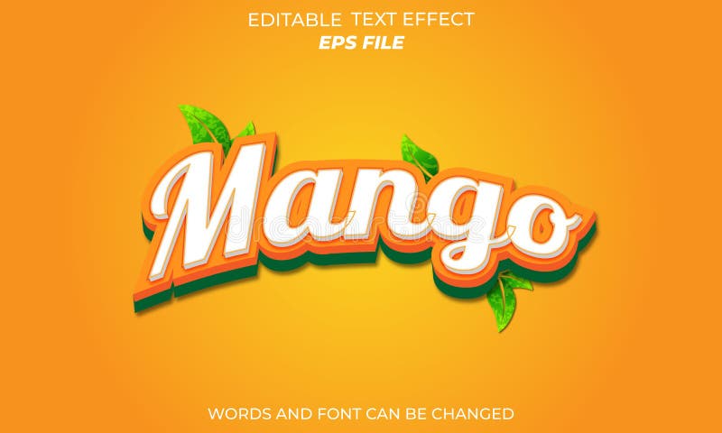 Mango Text Effect, Font Editable, Typography, 3d Text. Vector Template ...