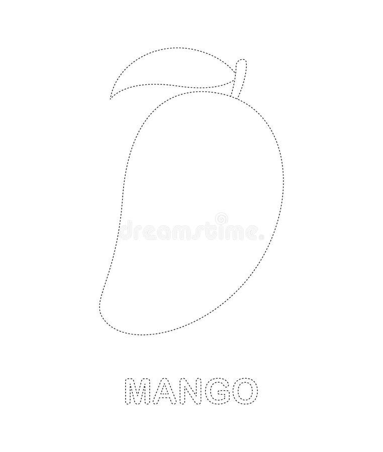 Mango Tracing Worksheet for Kids Stock Vector - Illustration of ...