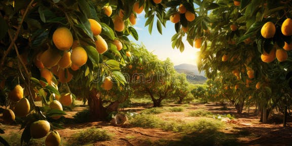 Mango Tree and Mango Garden,mango Tree. Generative AI Stock Photo ...