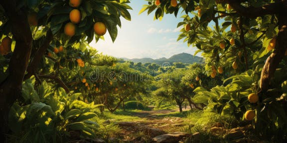 Mango Tree and Mango Garden,mango Tree. Generative AI Stock Image ...