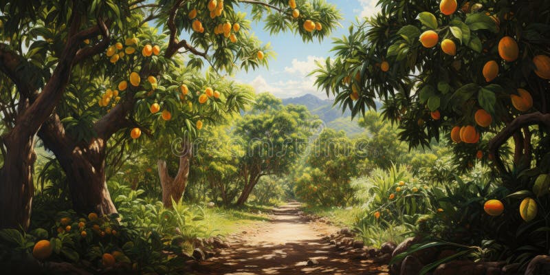 Mango Tree and Mango Garden,mango Tree. Generative AI Stock Image ...