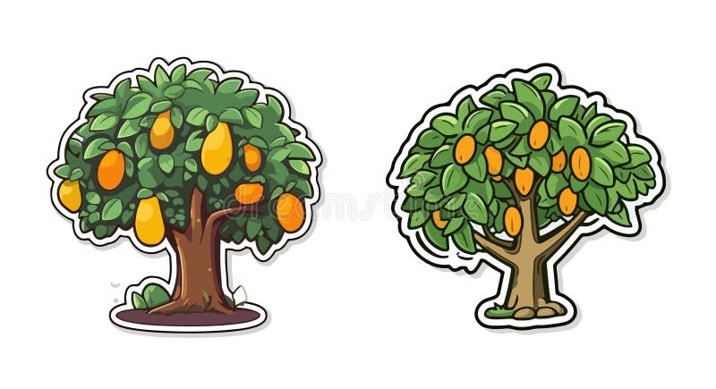 Mango Tree Sticker Vector Art Ready Print Stock Vector - Illustration ...