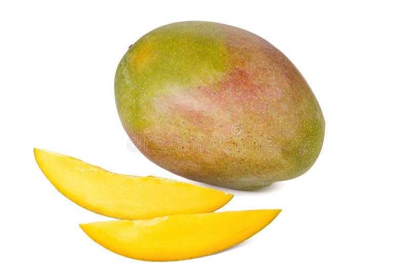 Mango and Two Slices Isolated Stock Photo - Image of chopped ...
