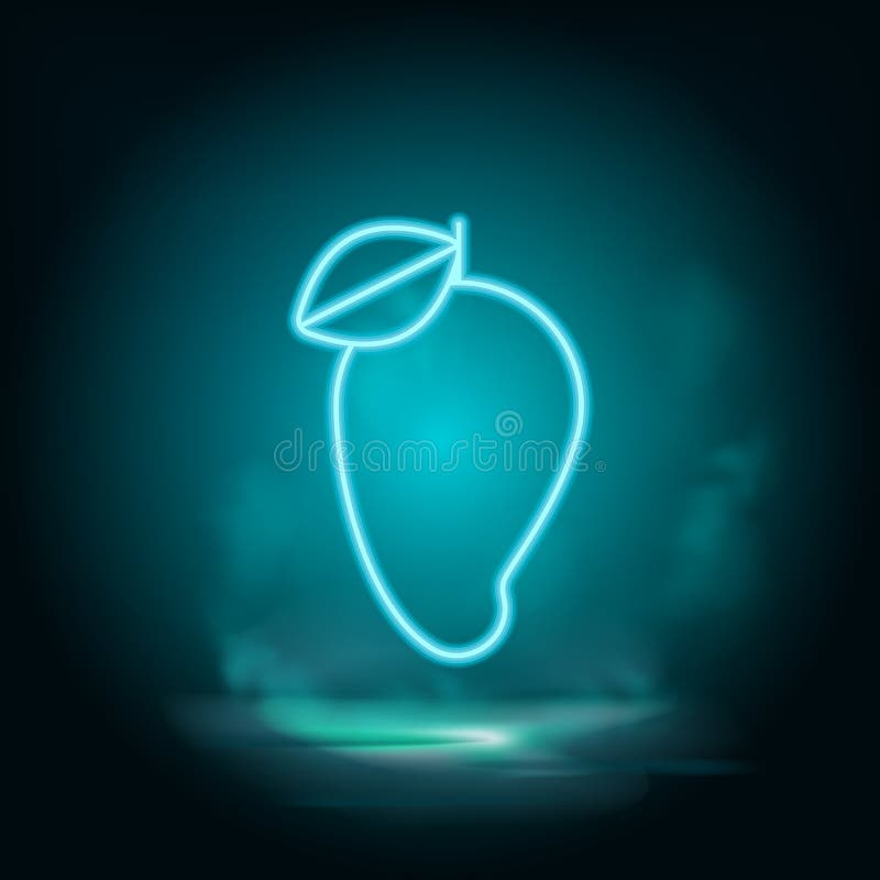 Mango Neon Icon. Blue and Yellow Neon Vector Icon Stock Illustration ...