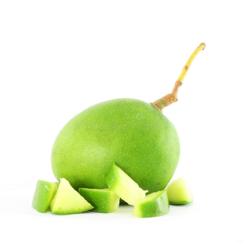 Mango Verde Con El Mango Cortado Foto de archivo - Imagen de coma ...