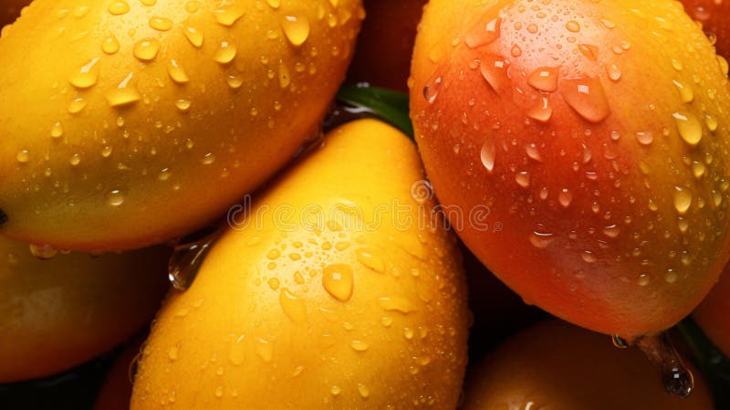 Of mango in water drops stock photo. Image of water - 340876166
