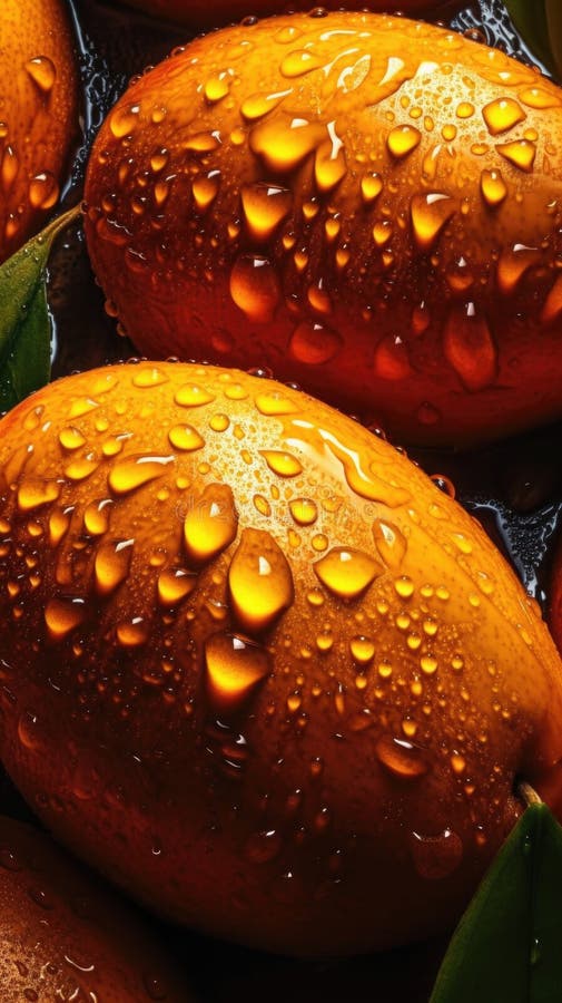 Mango with Water Drops, Close-up Shot on Black Background. AI Generated ...