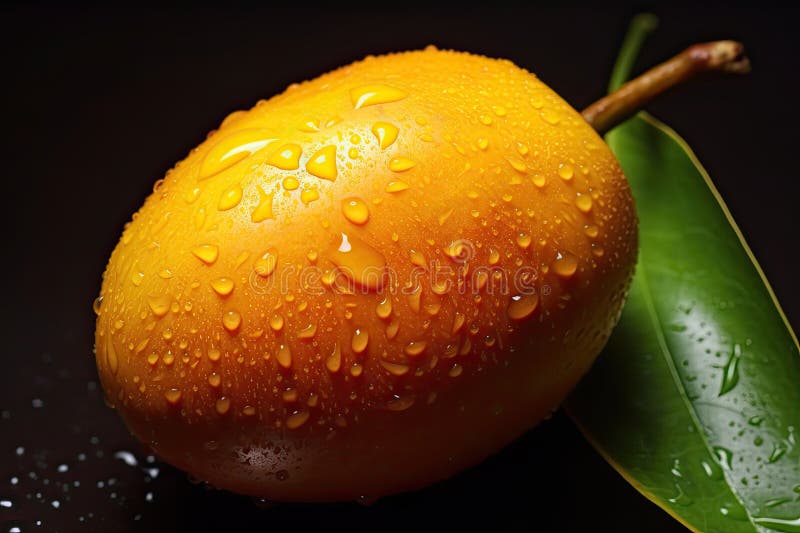 Mango with Water Drops stock illustration. Illustration of closeup ...