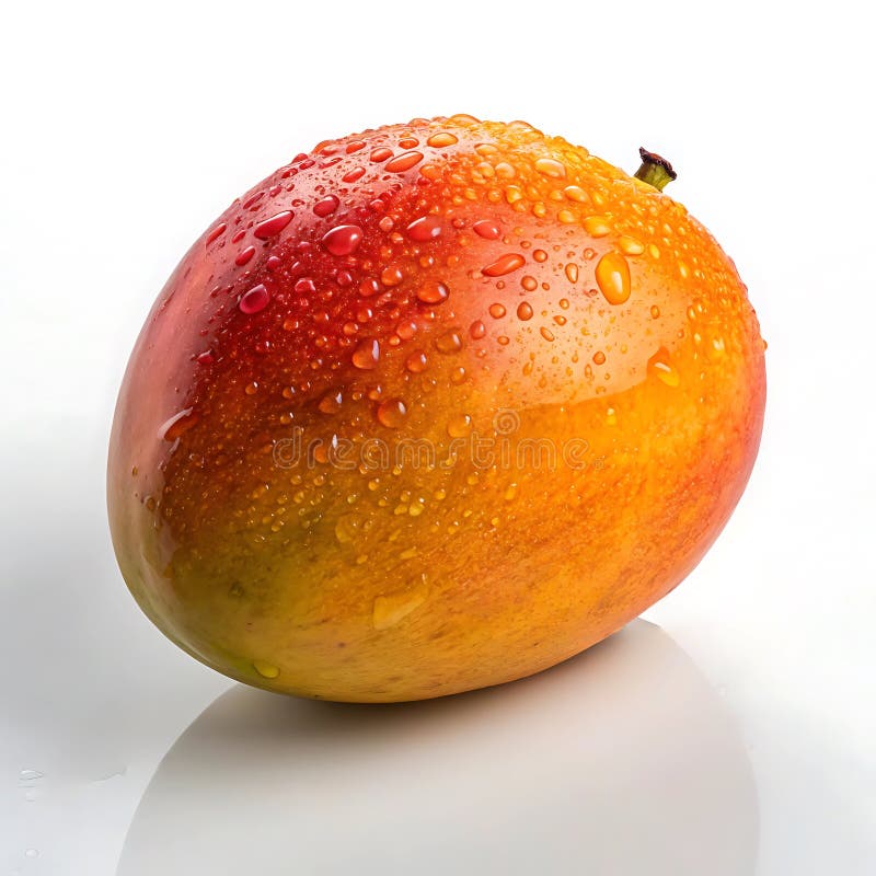 A Mango with Water Drops on a White Background Stock Illustration ...