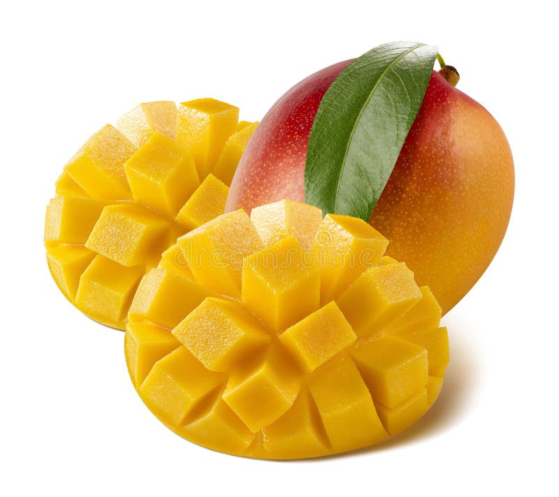 Mango Leaf Long Slices Isolated on White Background Stock Photo - Image ...