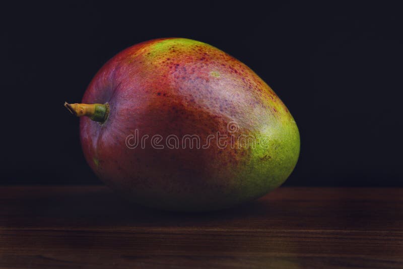 Mango on the Wooden Table, Dark Background Stock Image - Image of dark ...