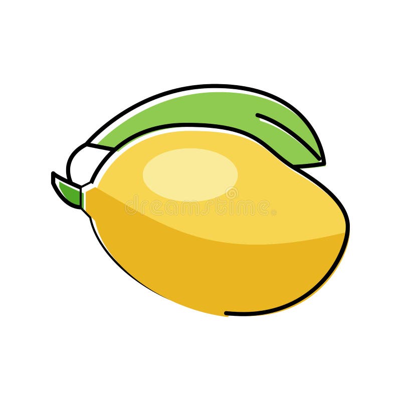 Mango Yellow Leaf Fruit Color Icon Vector Illustration Stock Vector ...