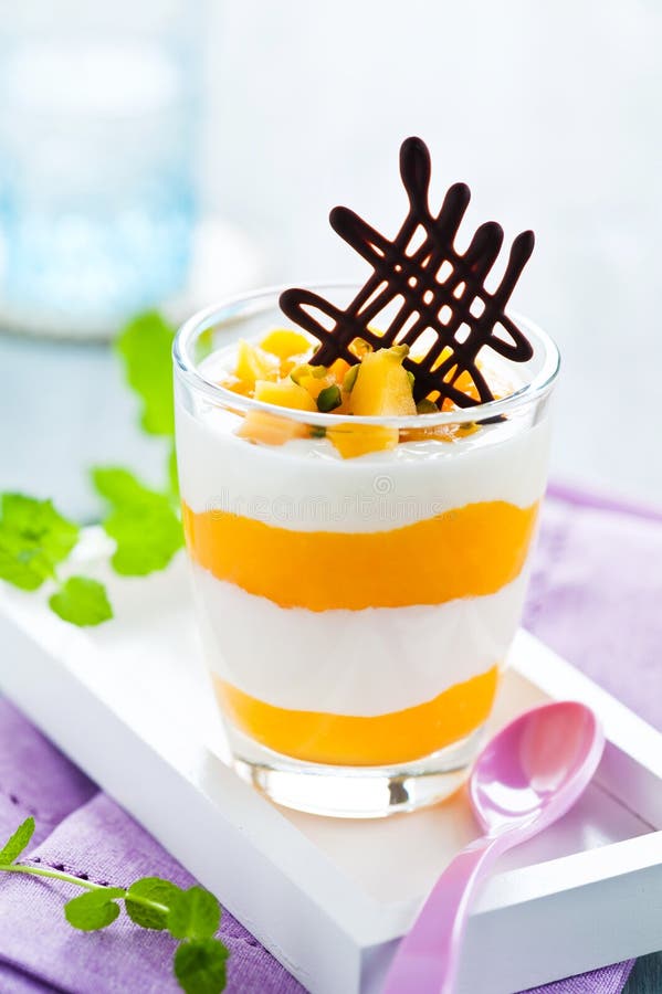 Mango-yogurt dessert stock photo. Image of dessert, mango - 53341142