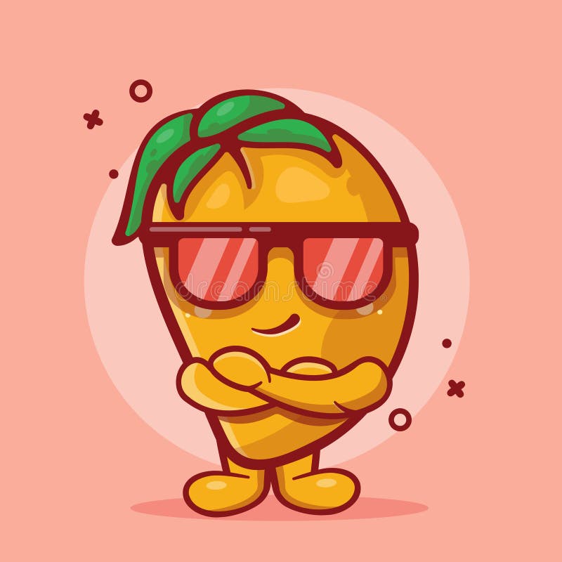 Super Cool Mango Fruit Character Mascot Isolated Cartoon in Flat Style ...