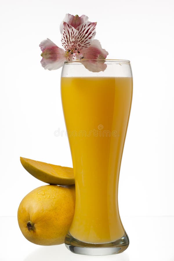 Mango Juice Glass with Slice of Mango Stock Image - Image of glass ...