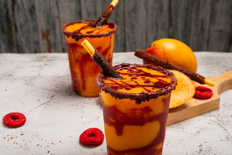 Mangonada, Typical Mexican Mango Smoothie with Chamoy Sauce Stock Photo ...