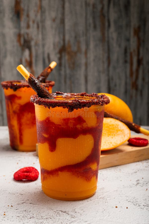Mangonada, Typical Mexican Mango Smoothie with Chamoy Sauce Stock Image ...