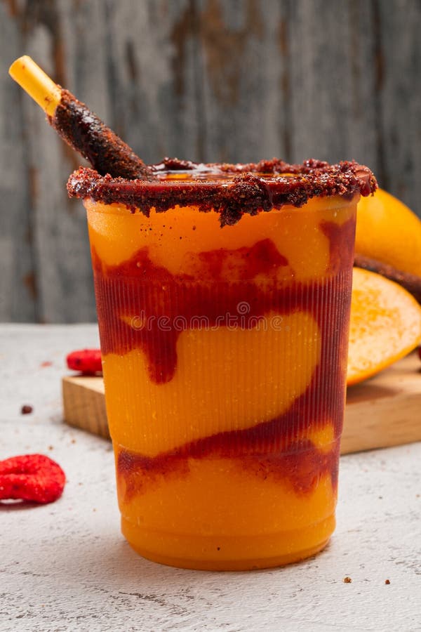 Mangonada, Typical Mexican Mango Smoothie with Chamoy Sauce Stock Photo ...