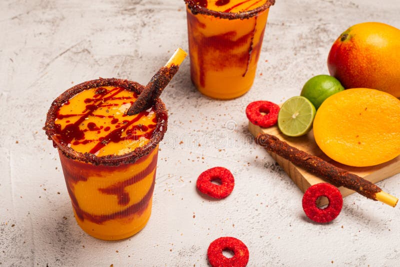 Mangonada, Typical Mexican Mango Smoothie with Chamoy Sauce Stock Image ...