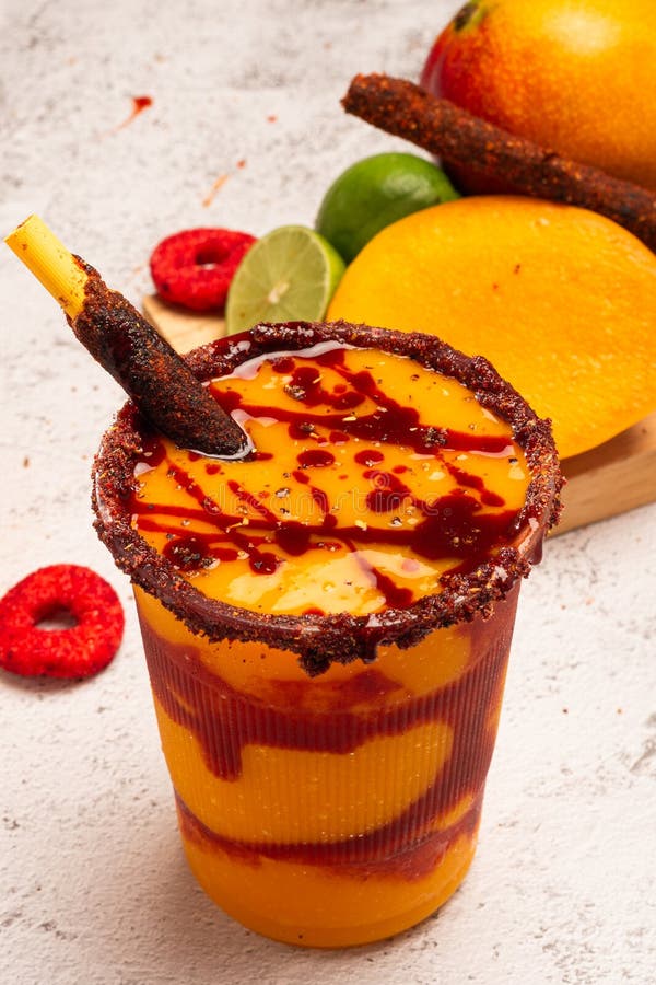 Mangonada, Typical Mexican Mango Smoothie Stock Image - Image of chamoy ...