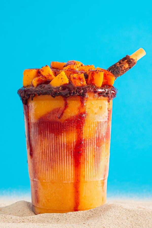 Mangonada, Typical Mexican Mango Smoothie Stock Image - Image of sand ...
