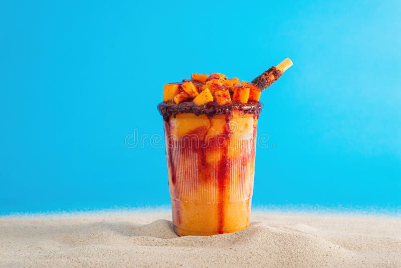 Mangonada, Typical Mexican Mango Smoothie Stock Photo - Image of sand ...