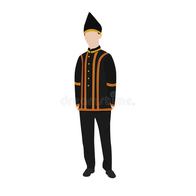 Vector Flat Illustration. Malaysian Sabahan Man Wearing Traditional ...