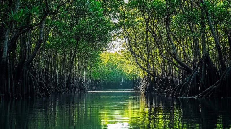 Mangrove Forest River Pathway Stock Illustration - Illustration of ...