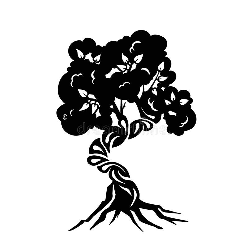 Mangrove Tree Vector Silhouette, Black and White Colors. Vector ...