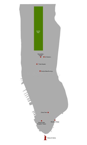 Manhattan Area Map with Landmarks Stock Vector - Illustration of park ...