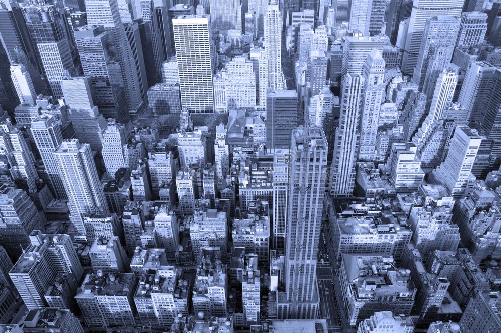 Manhattan in blue stock image. Image of living, cityscape - 11834075