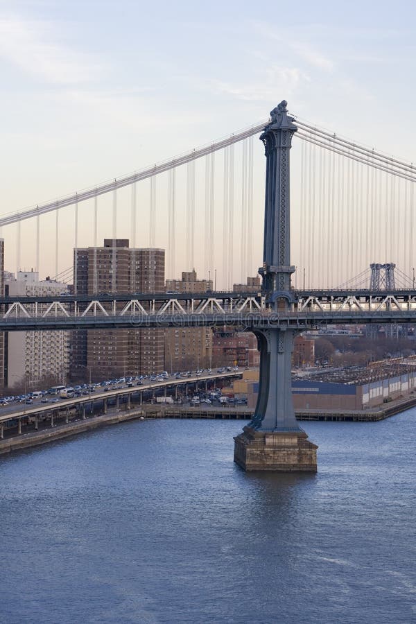 Manhattan Bridge from the Brooklyn Bridge 2 Stock Image - Image of ...