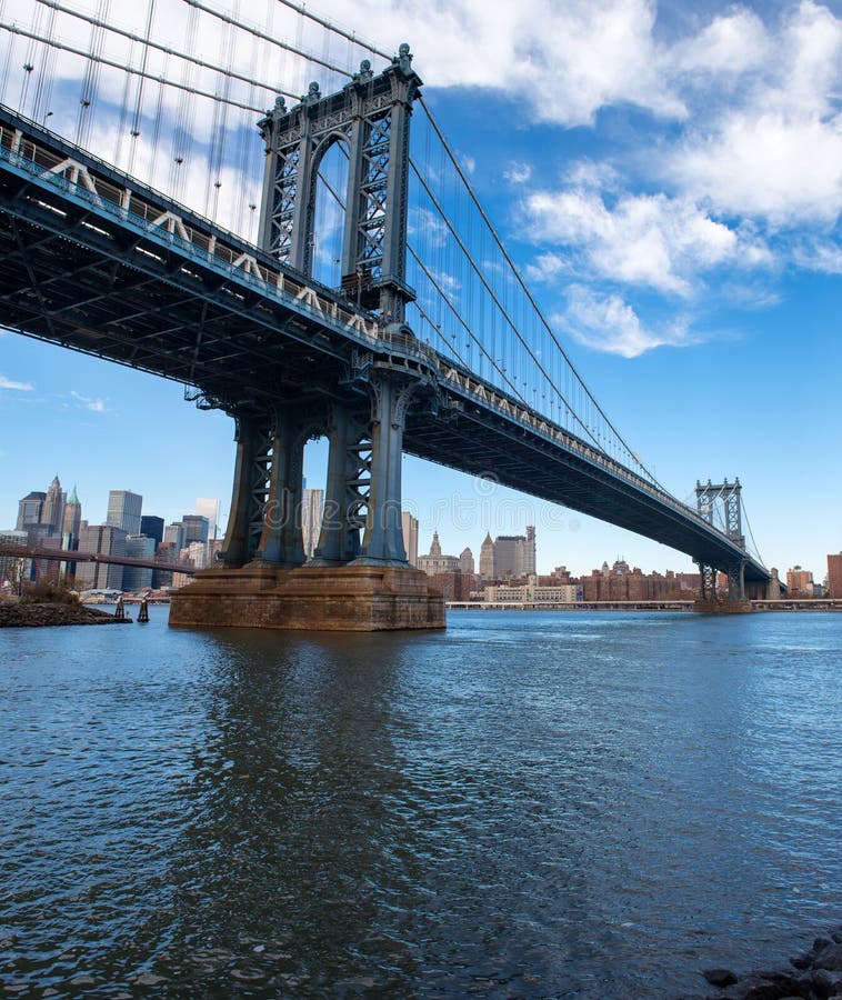 Manhattan Bridge New York stock photo. Image of steel - 64420044