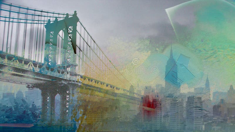 Old Manhattan Bridge stock illustration. Illustration of white - 46789322