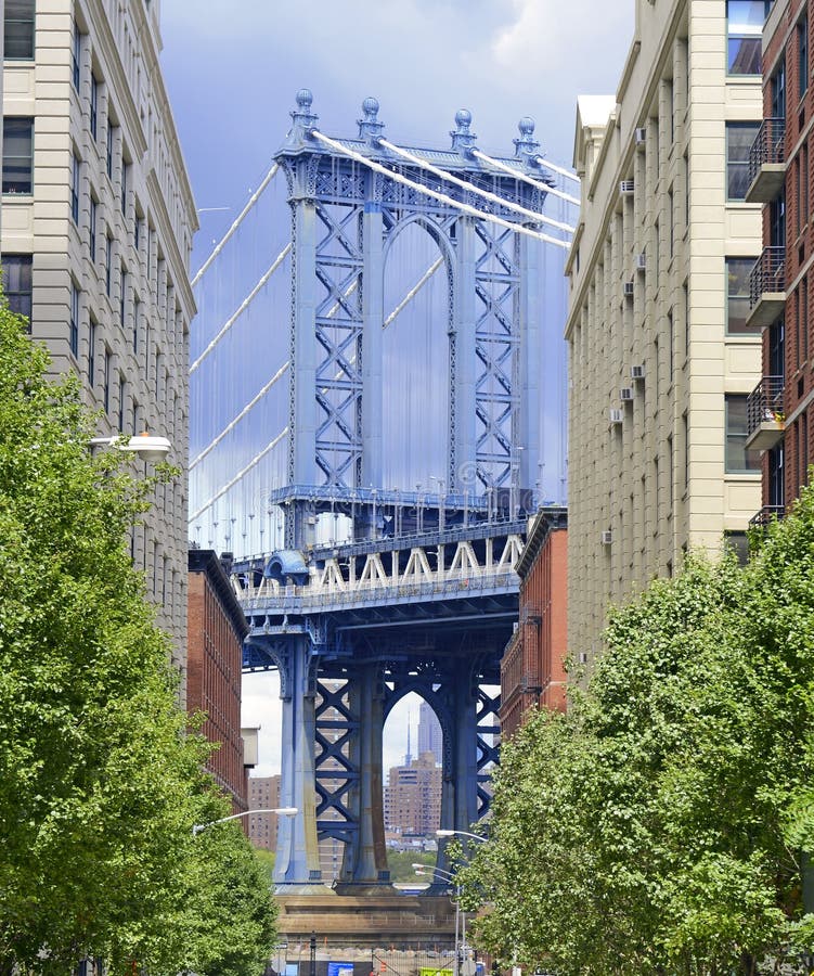 Manhattan Bridge View from Brooklyn, New York Stock Image - Image of ...