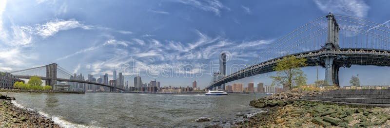 Manhattan Bridge View from Dumbo Stock Image - Image of panoramic ...