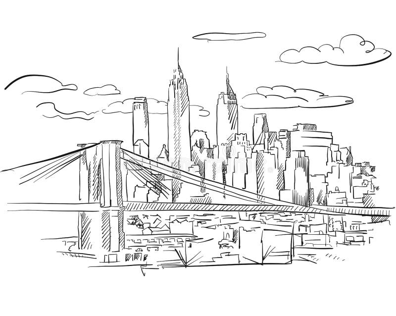 Brooklyn Bridge Skyline Coloring Coloring Pages