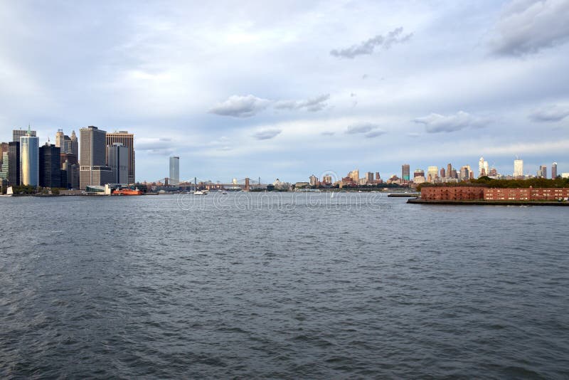 Manhattan and Brooklyn stock image. Image of panorama - 158367367