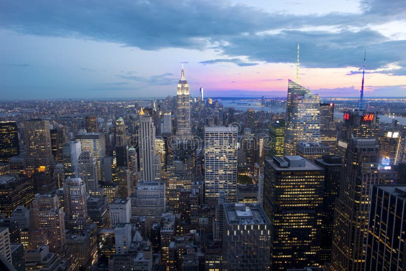 Manhattan stock image. Image of lights, building, skyscrapers - 58305223