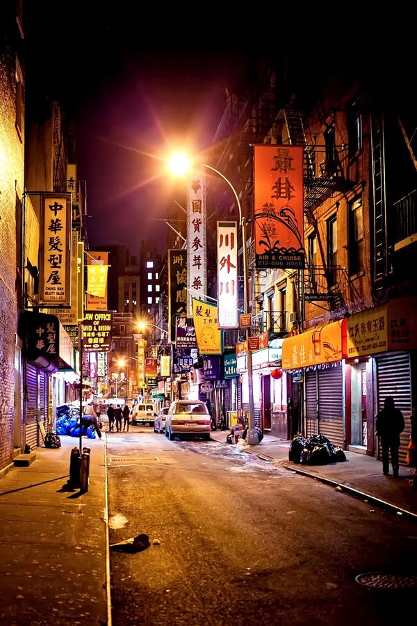 Vue De Nuit De New York City Chinatown Image stock éditorial - Image du ...