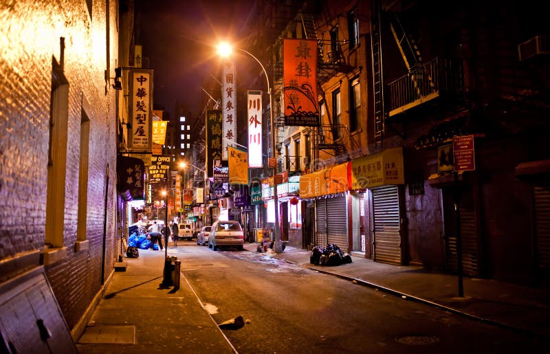Manhattan Chinatown at Night Editorial Photography - Image of angle ...