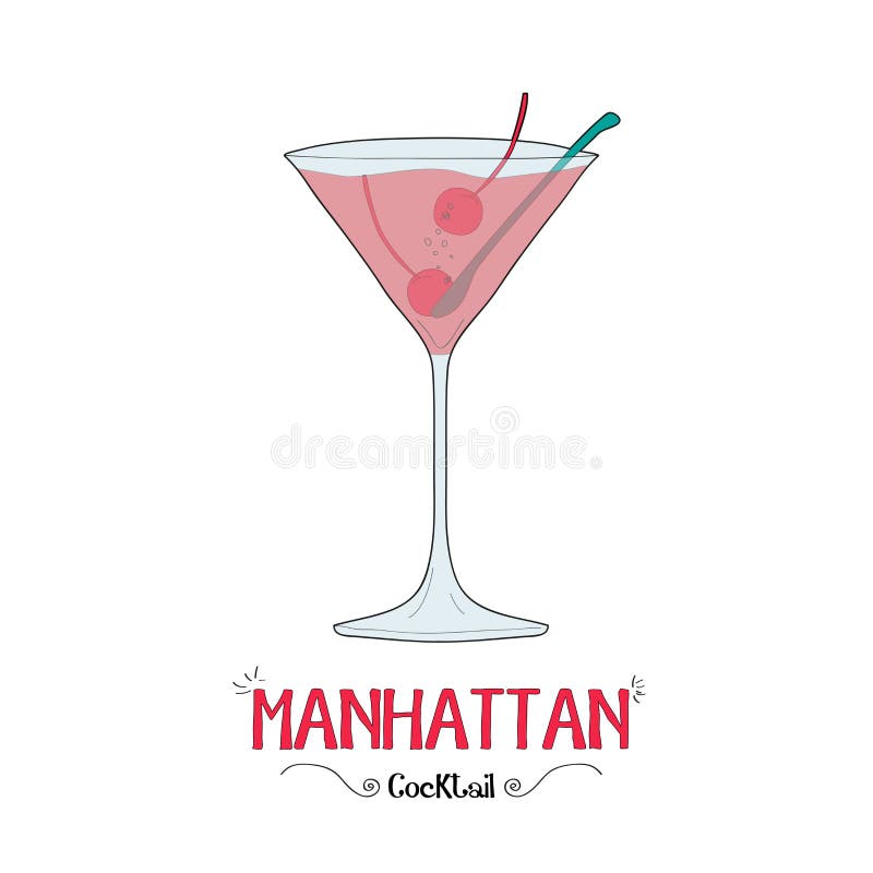 Manhattan Cocktail for a Customer Illustration for Bar Business Stock ...