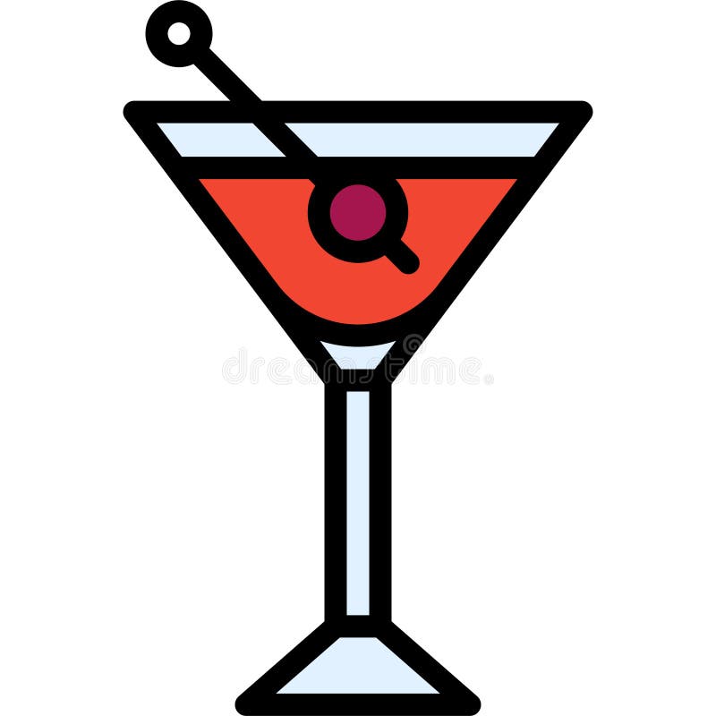 Manhattan Cocktail Icon, Alcoholic Mixed Drink Vector Stock Vector ...