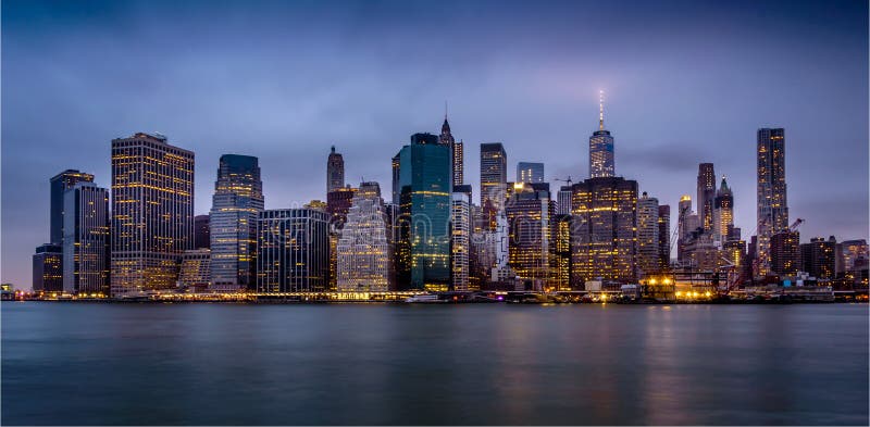 Manhattan Downtown View at Night Stock Photo - Image of manhattan ...